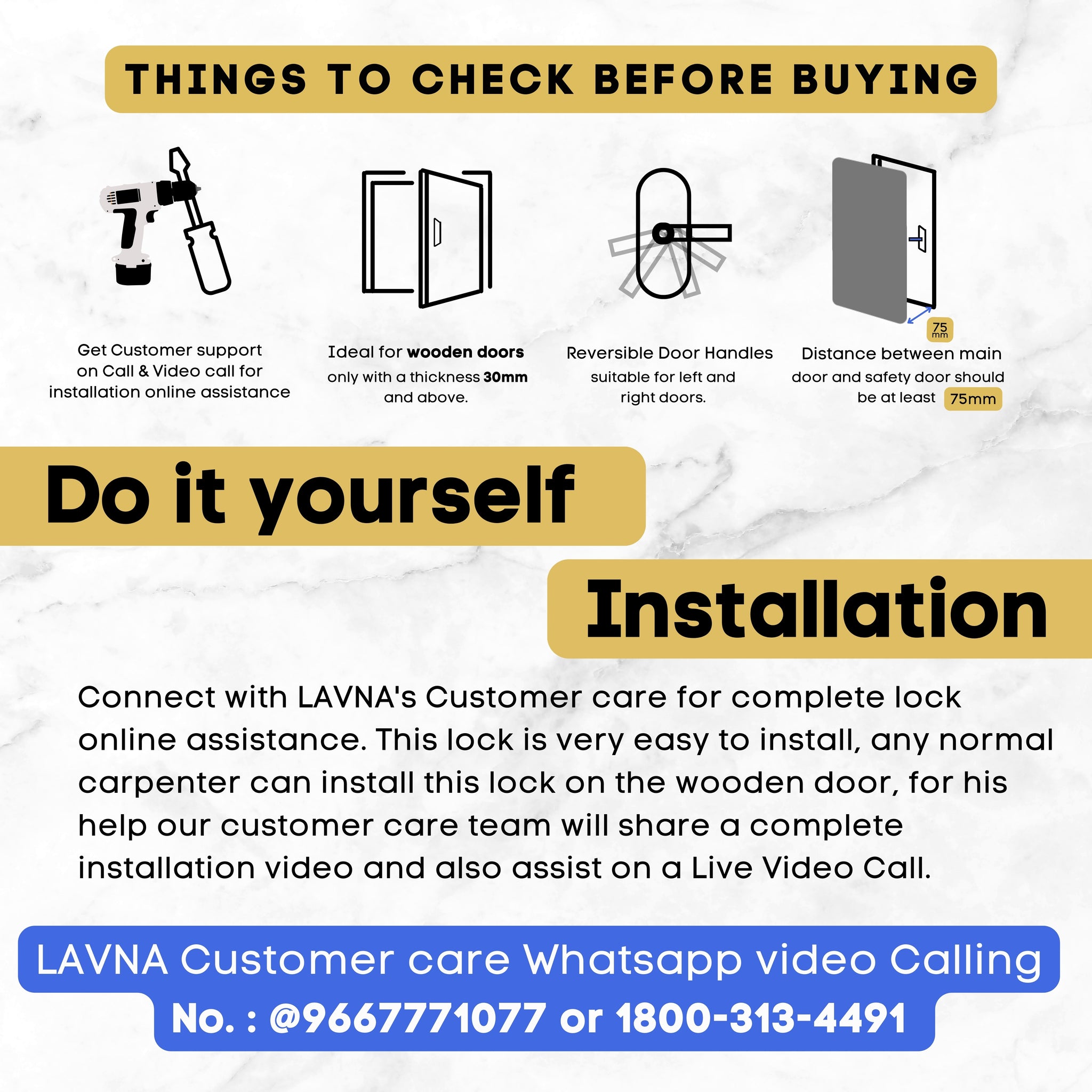 LAVNA Smart Digital Door lock with RFID Card & Manual Key Access for H ...